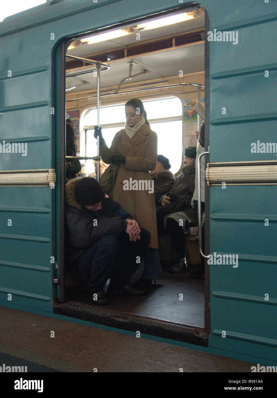 Riding a subway train in Moscow Stock Photo - Alamy