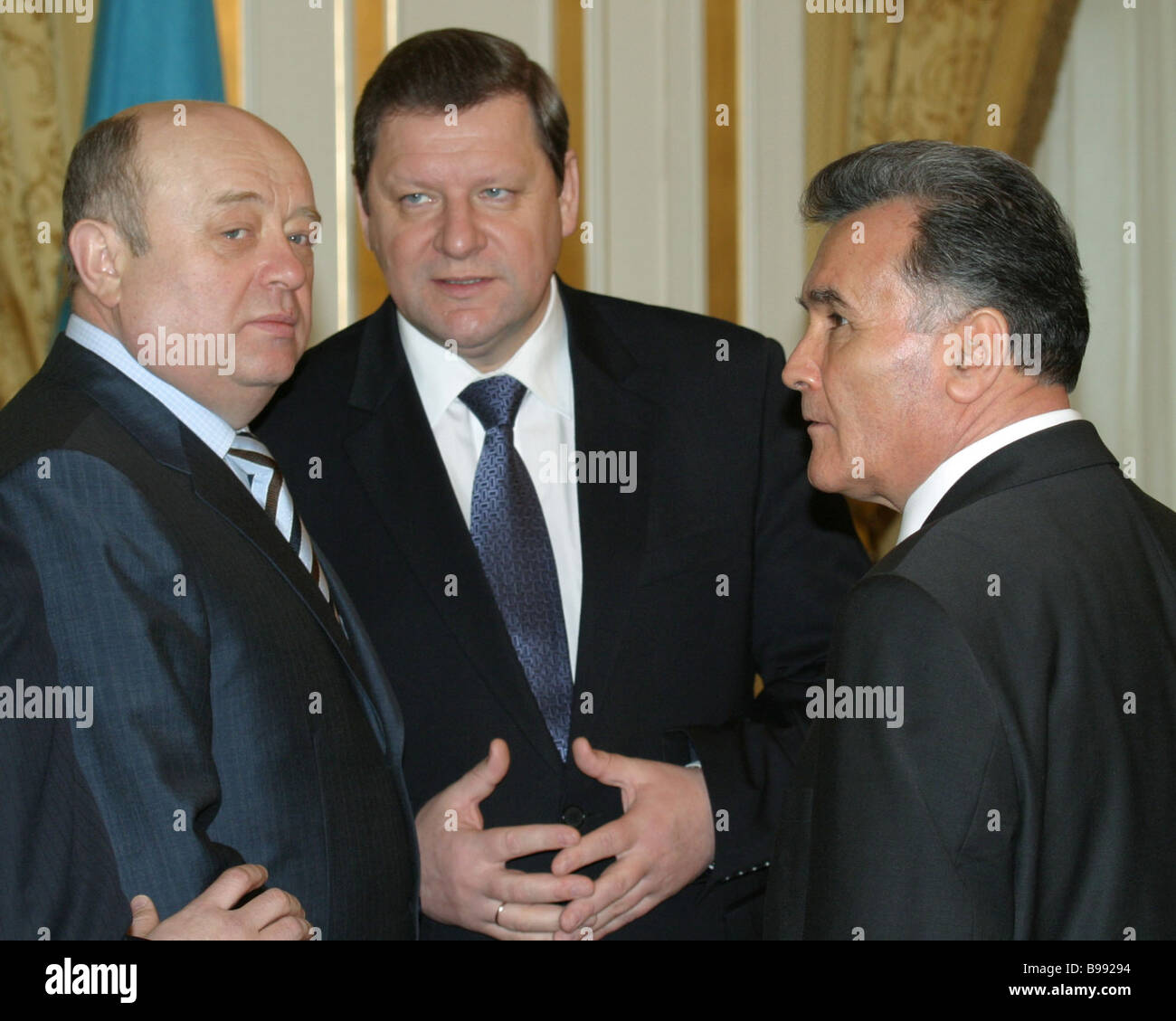 Prime Ministers Mikhail Fradkov of Russia Sergei Sidorski of Belarus ...