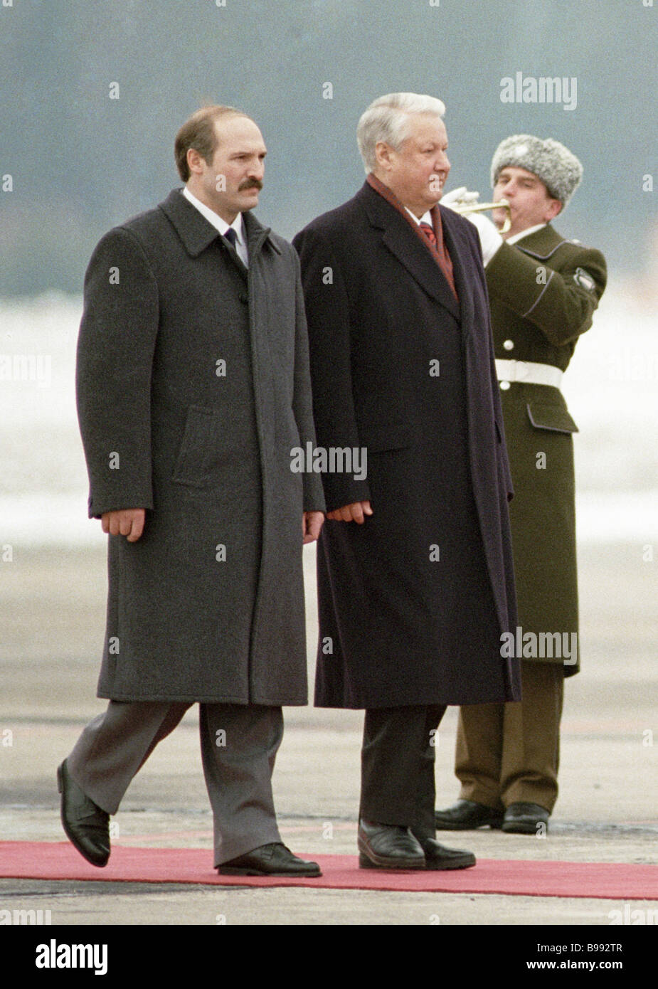 Belarussian President Alexander Lukashenko left attending a welcoming ...