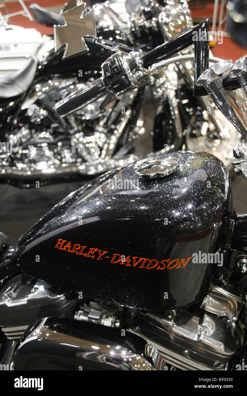 many customised motorbikes at motor show Stock Photo - Alamy