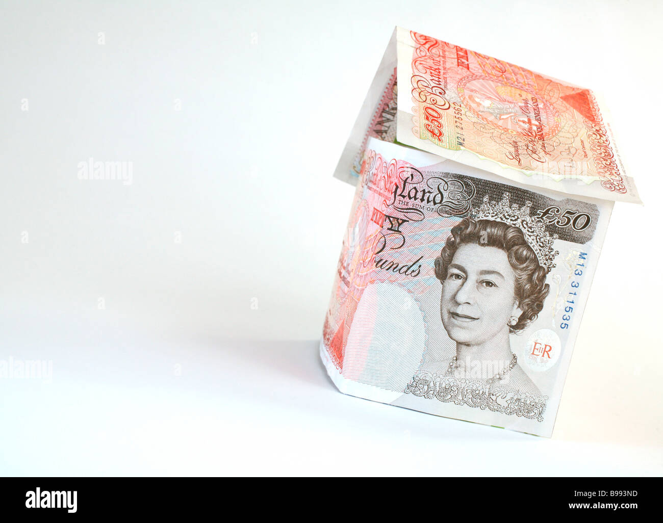 £50 made into a house Stock Photo - Alamy