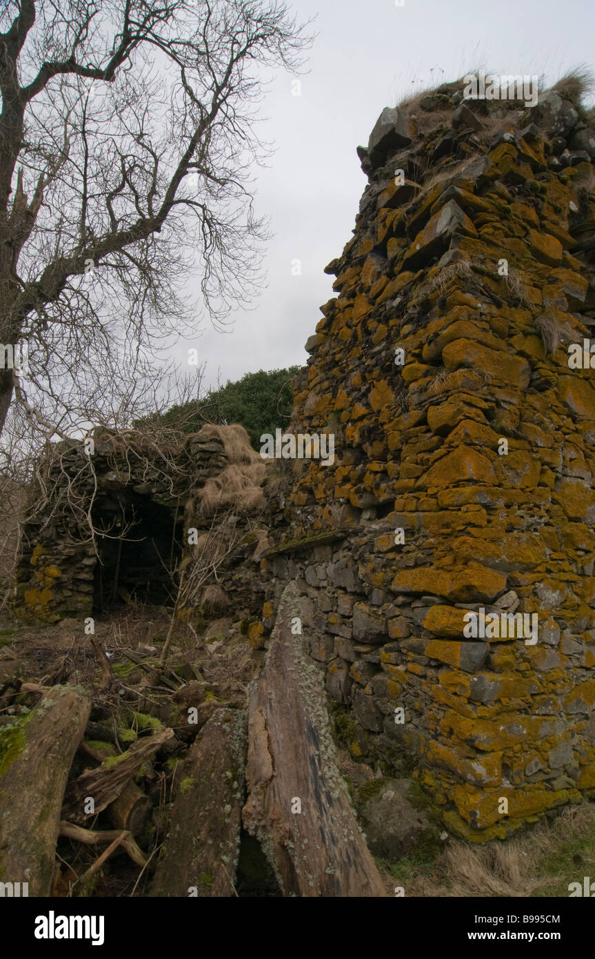 Outer walls with entrance to spiral staircase on the left of Blackhouse ...