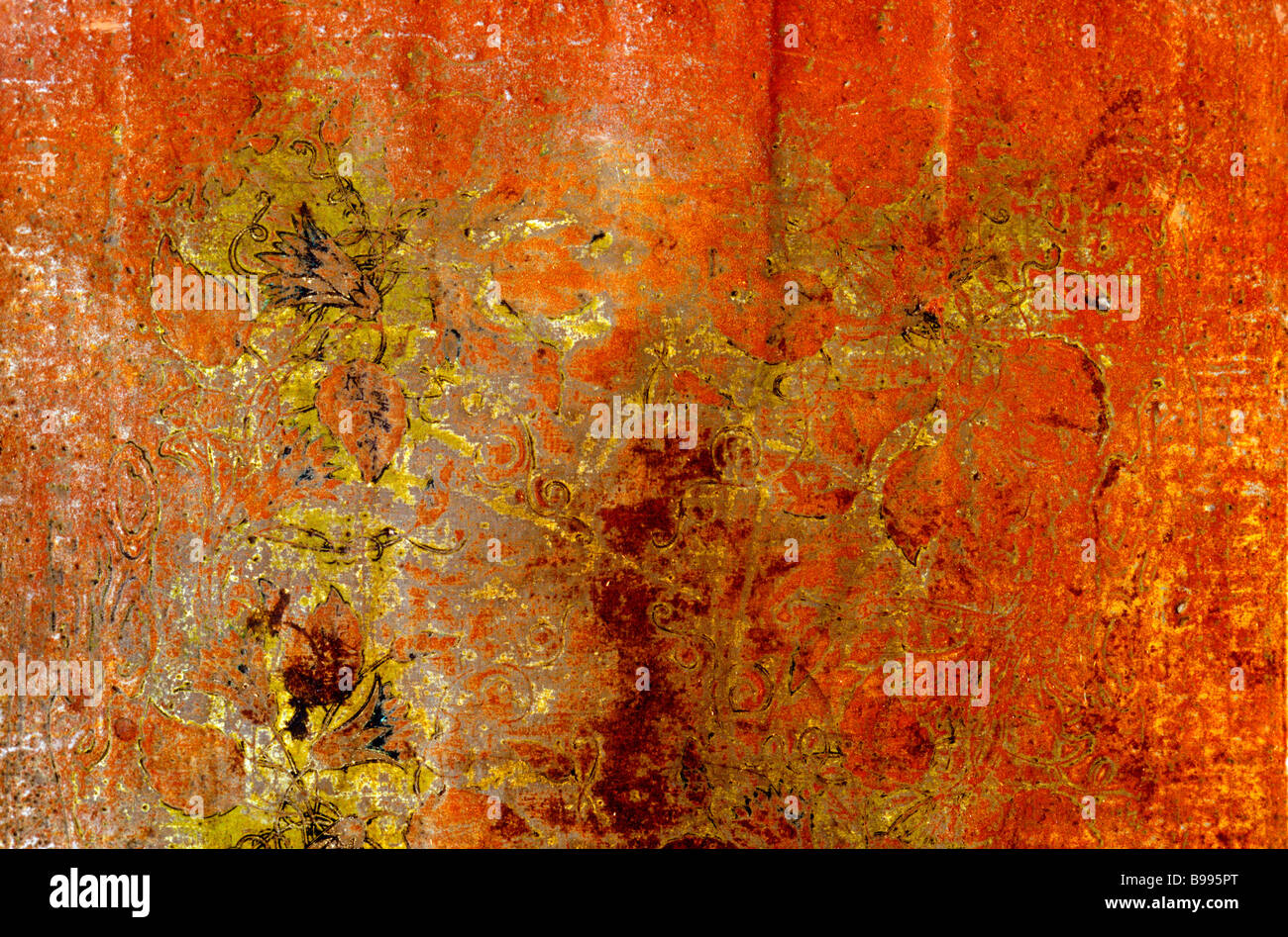 Fine art metal inlay design on rusted antique metal sheeting Stock ...