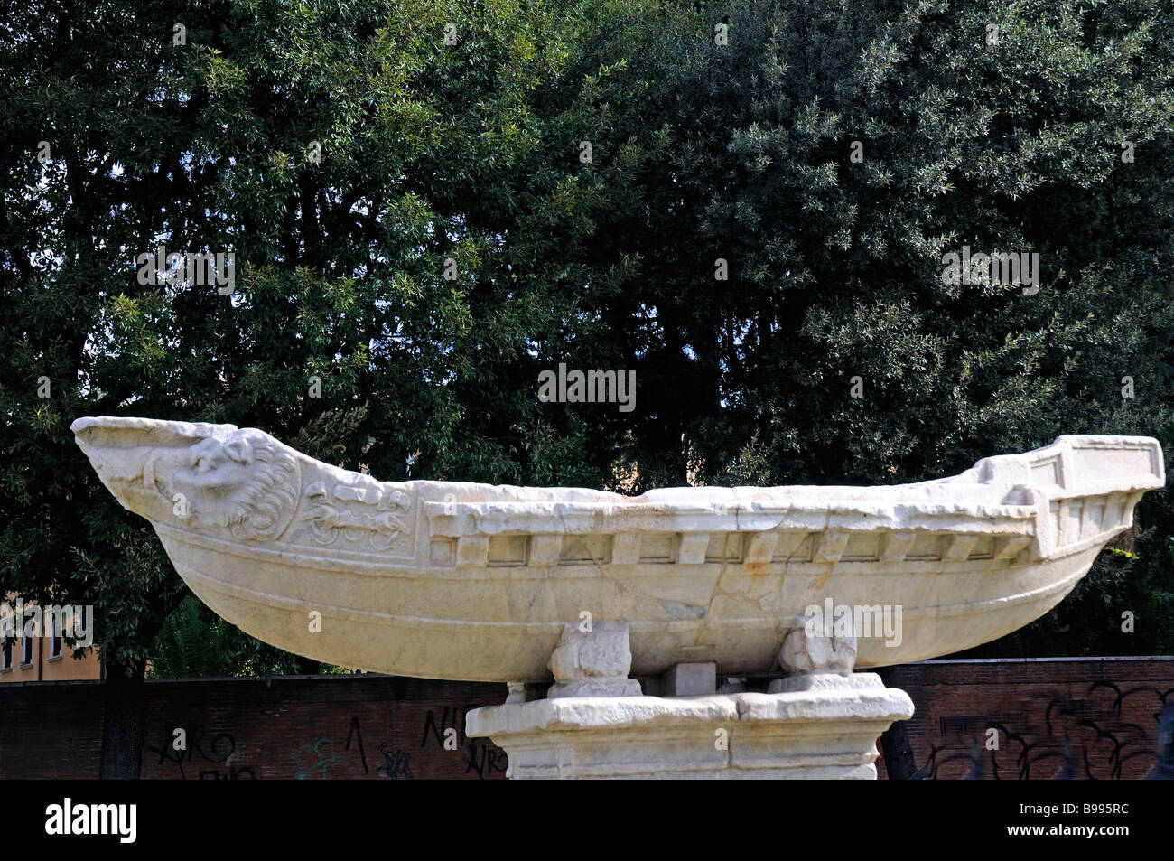 Roman Stone Galley or Boat outside the Church of St Maria Domnica in ...