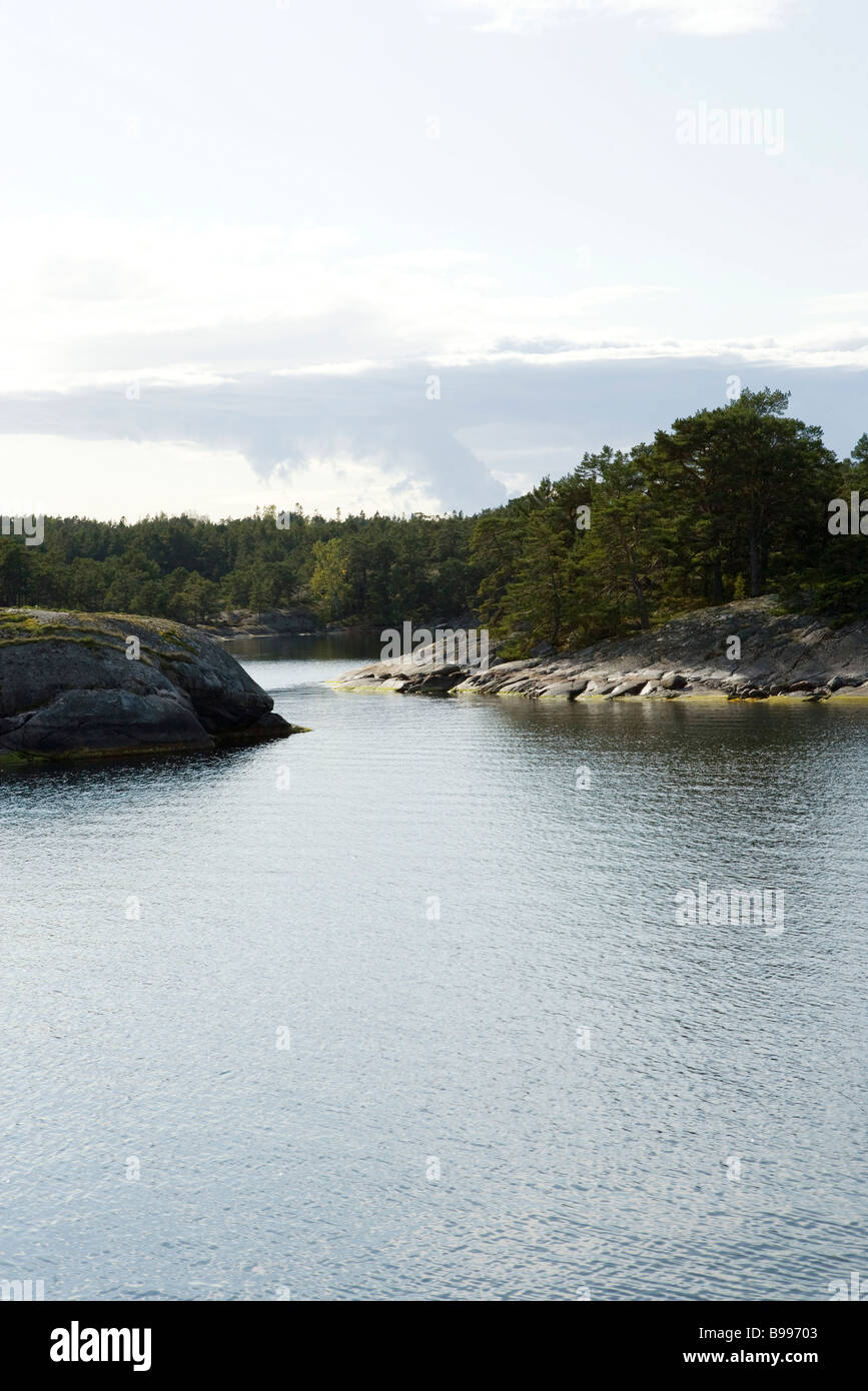 Lake with cove in background Stock Photo - Alamy