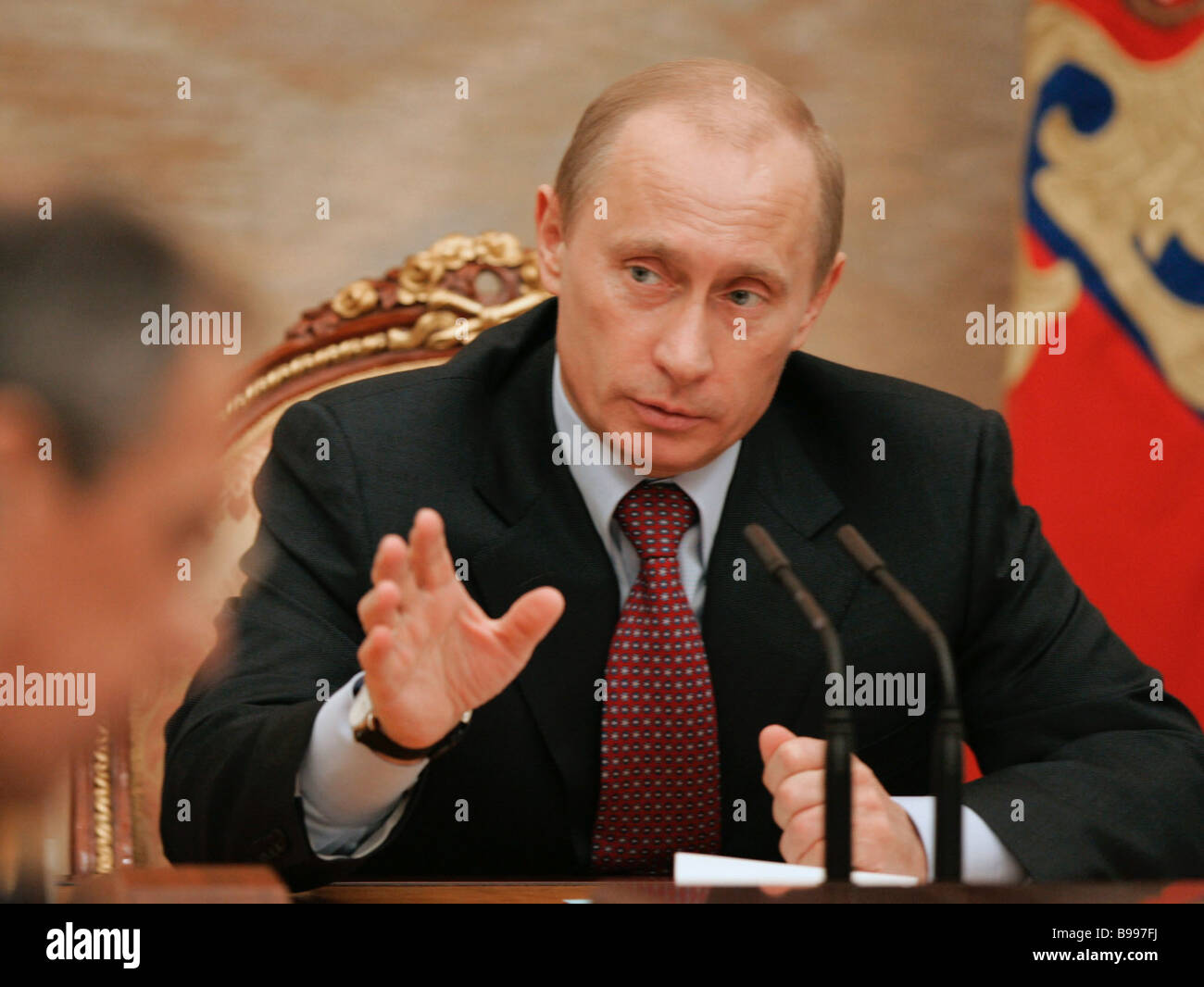 Russian President Vladimir Putin holding a conference with the Russian Cabinet in the Kremlin ...
