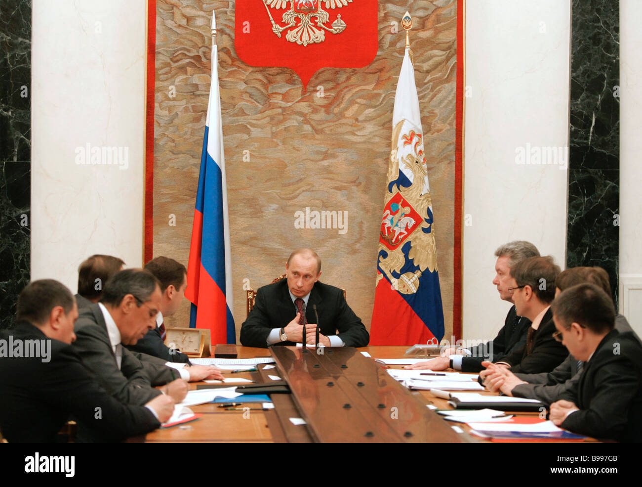 Russian President Vladimir Putin holding a conference with the Russian ...