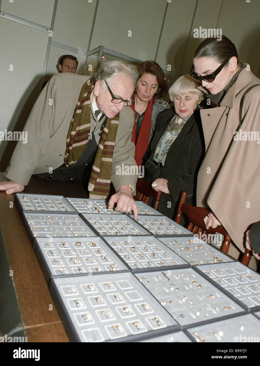 Well known French fashion designer Pierre Cardin left examining ...