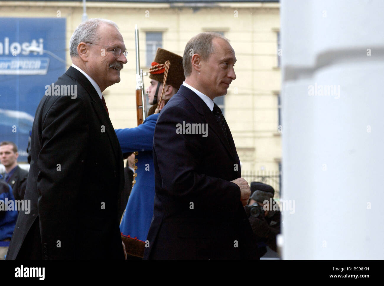 Presidents Vladimir Putin of Russia right and Ivan Gasparovic of ...