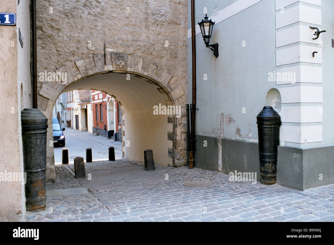 An architectural monument of Old Riga the Swedish Gate Stock Photo - Alamy