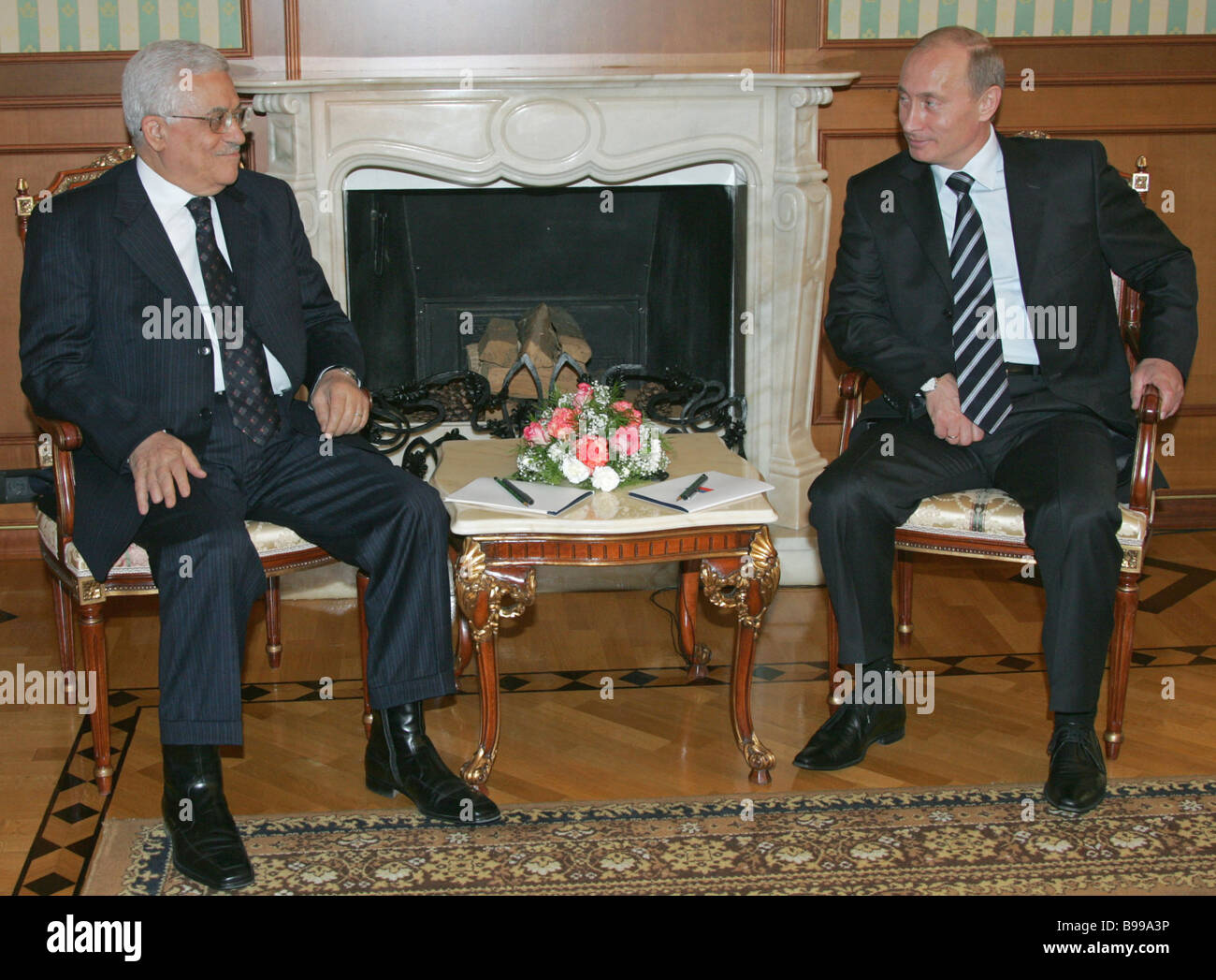 Leader of the Palestinian National Authority Mahmoud Abbas and Russian ...