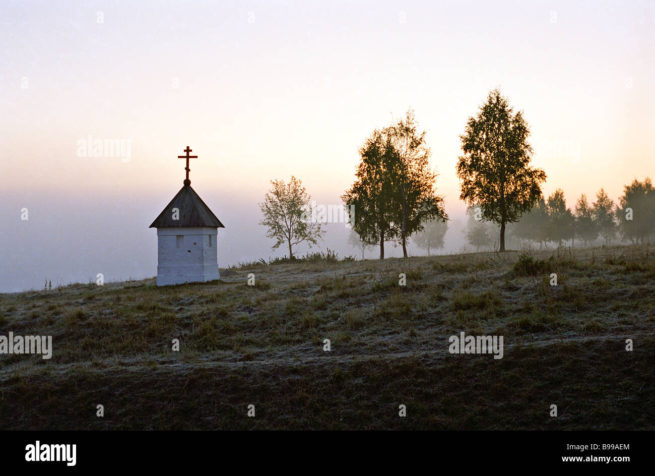 A chapel on the bank of the Oka river The village of Konstantinovo ...