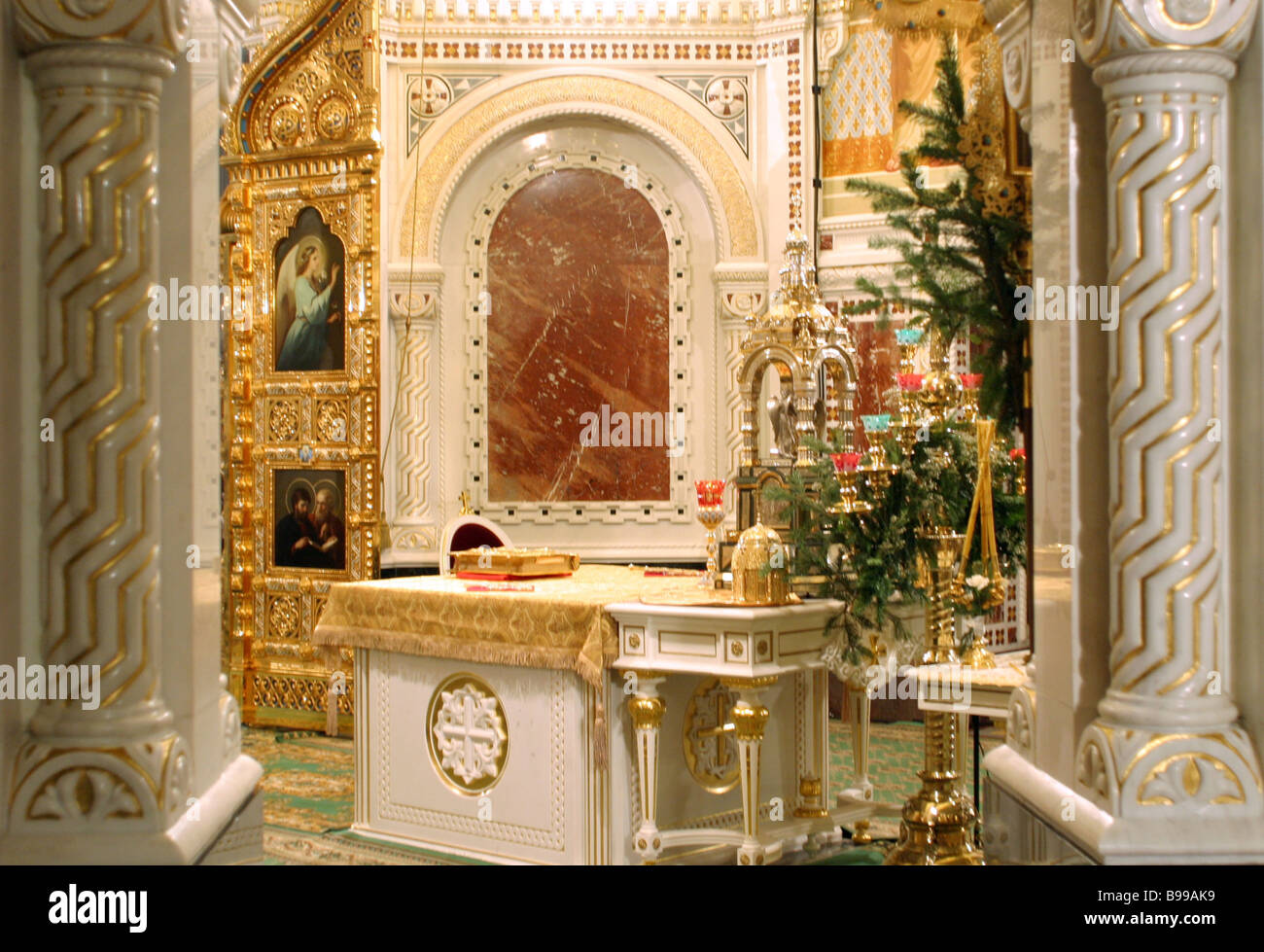 Holy table in the altar in the Christ the Saviour Cathedral Stock Photo ...