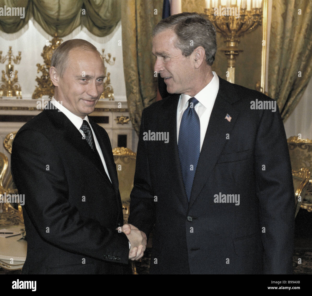 U S President George W Bush right and Russian President Vladimir Putin ...