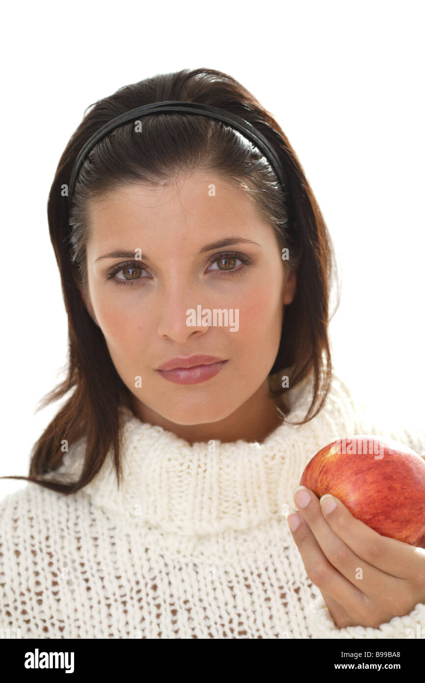 Young woman apple fruit eye contact hi-res stock photography and images ...