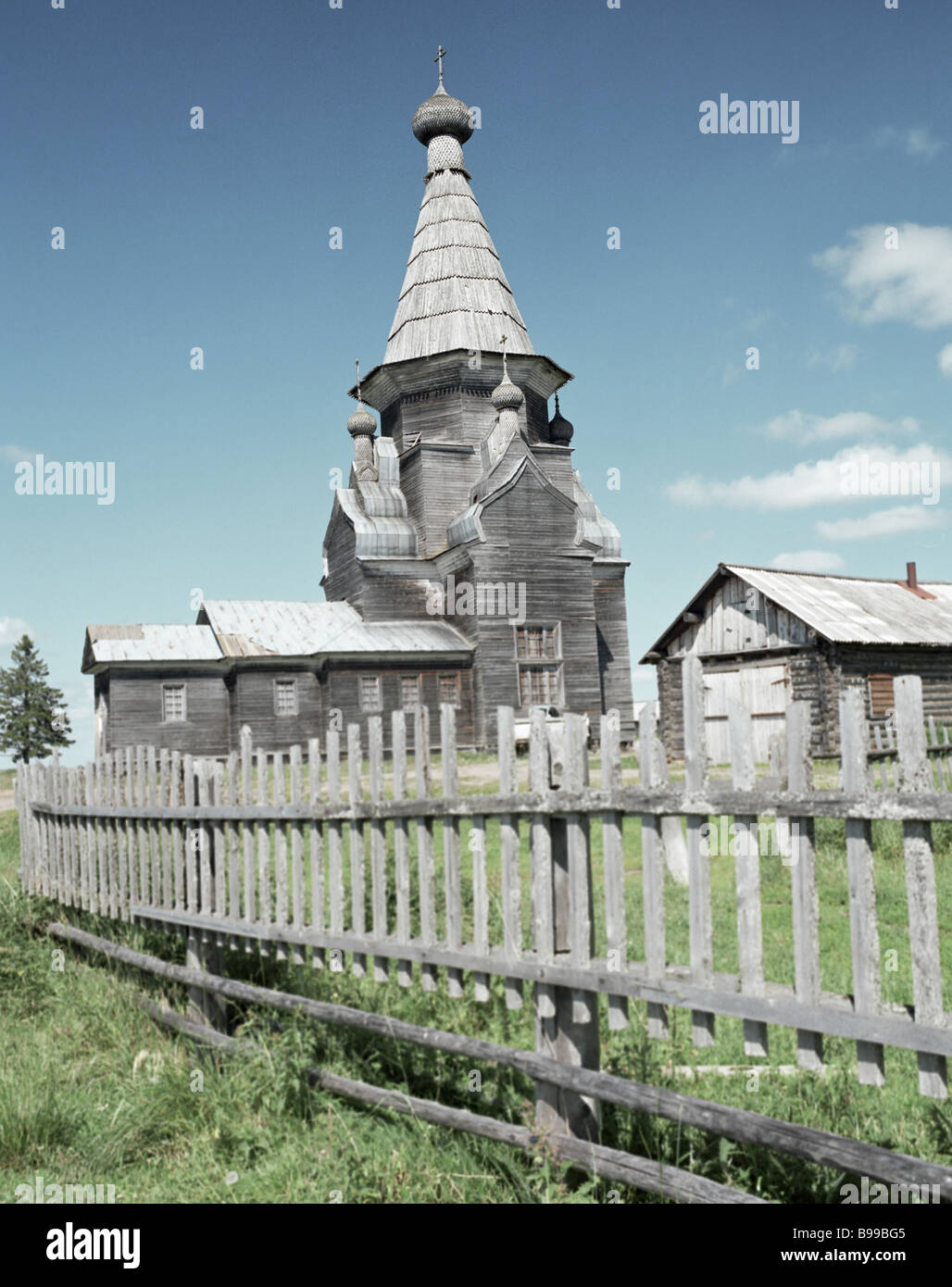 A wooden church built in the 16th century in the village of Krasnaya ...