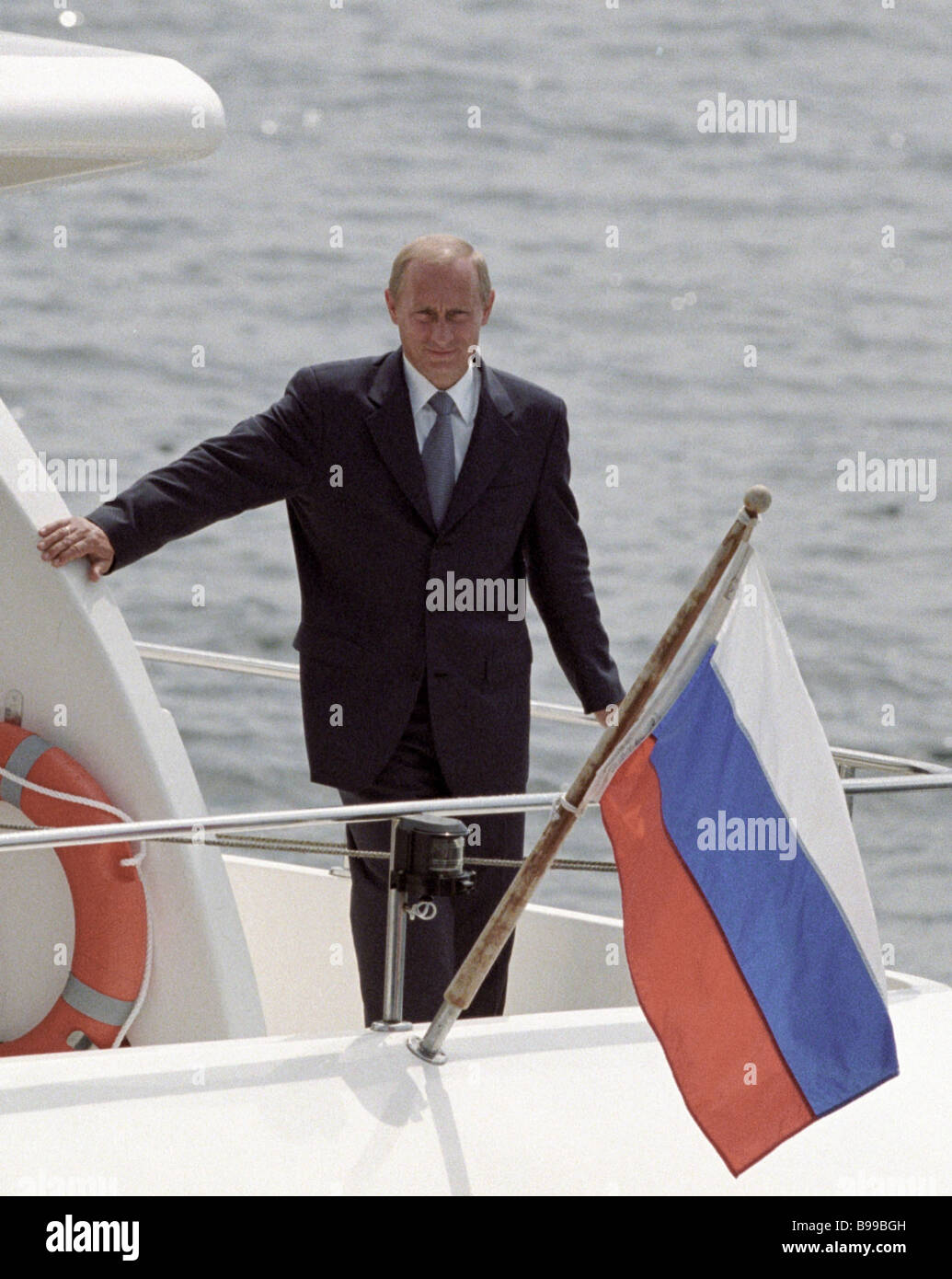 Russian President Vladimir Putin aboard Vladivostok motor boat Stock ...