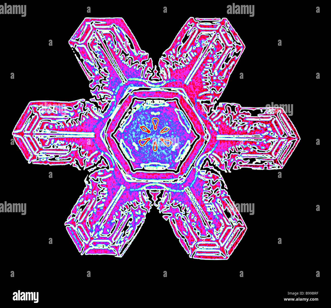colour enhanced photograph of snowflakes Stock Photo - Alamy