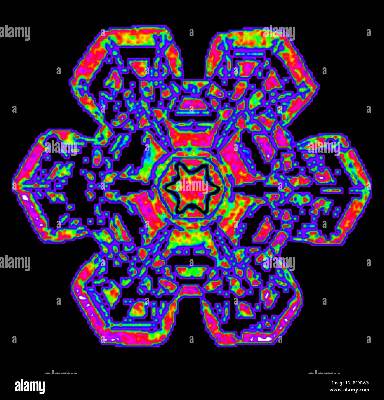colour enhanced photograph of snowflakes Stock Photo - Alamy