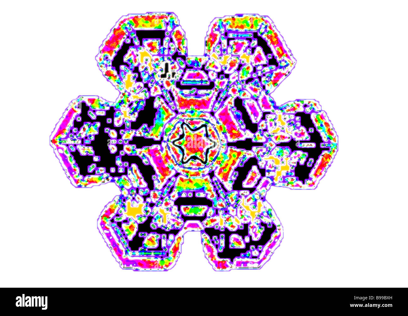 colour enhanced photograph of snowflakes Stock Photo - Alamy