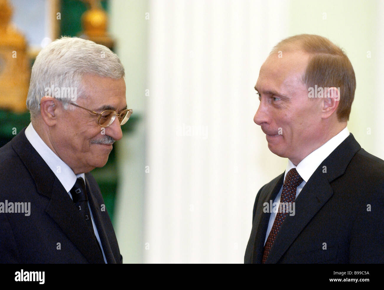 Russian President Vladimir Putin right and head of the Palestinian ...
