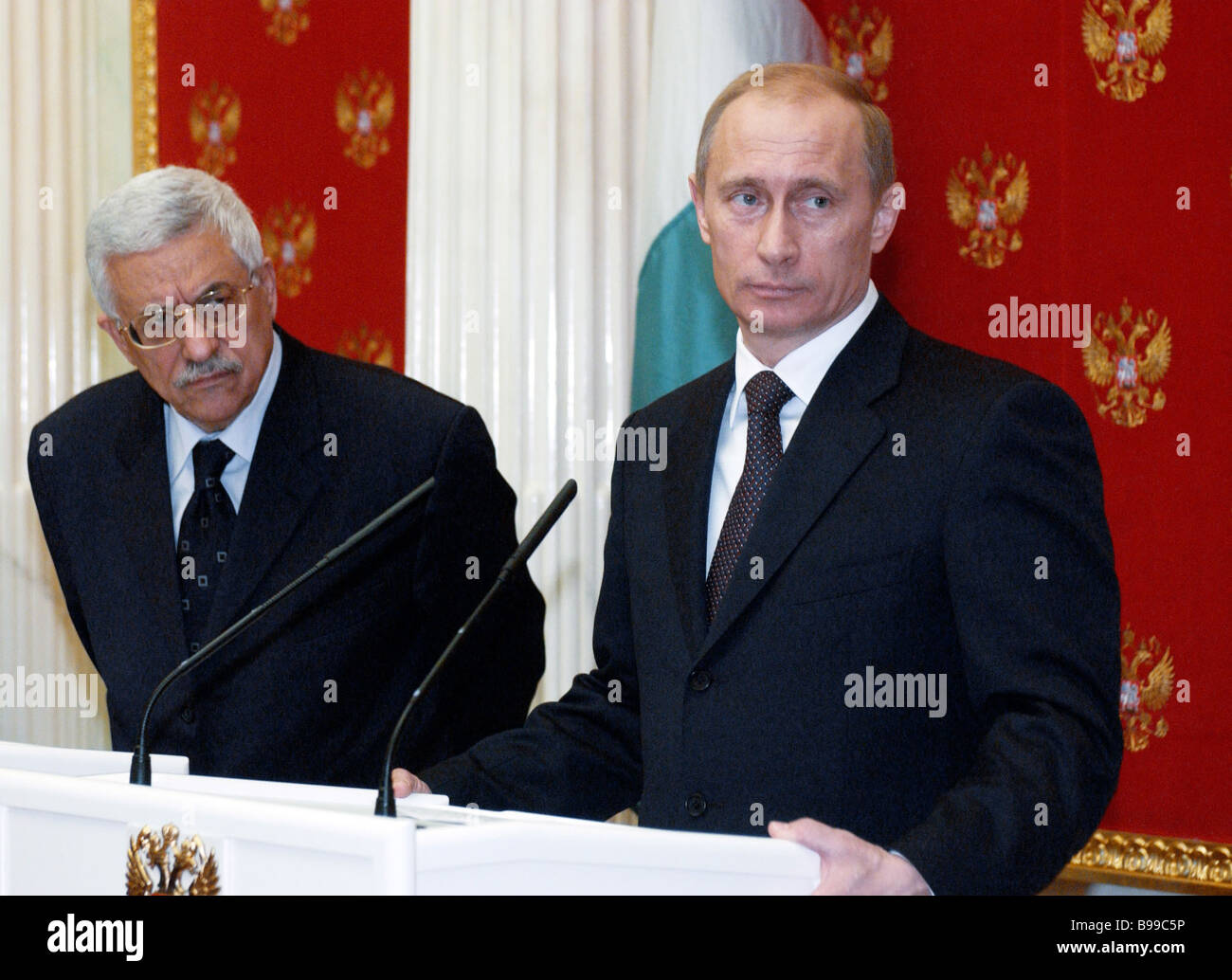 Russian President Vladimir Putin right and head of the Palestinian ...