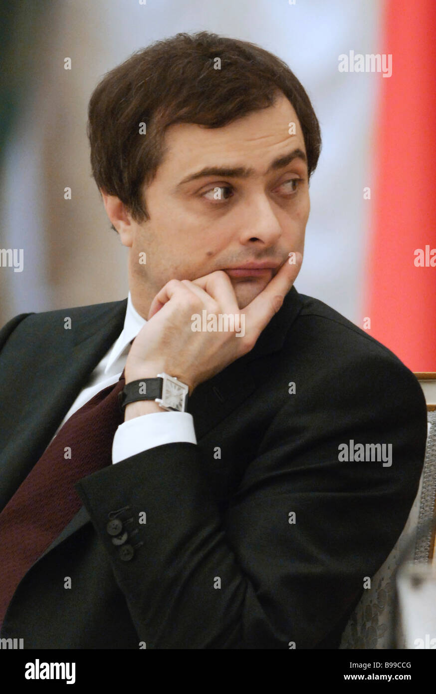 Deputy head of the Kremlin administration Vladislav Surkov at a meeting ...