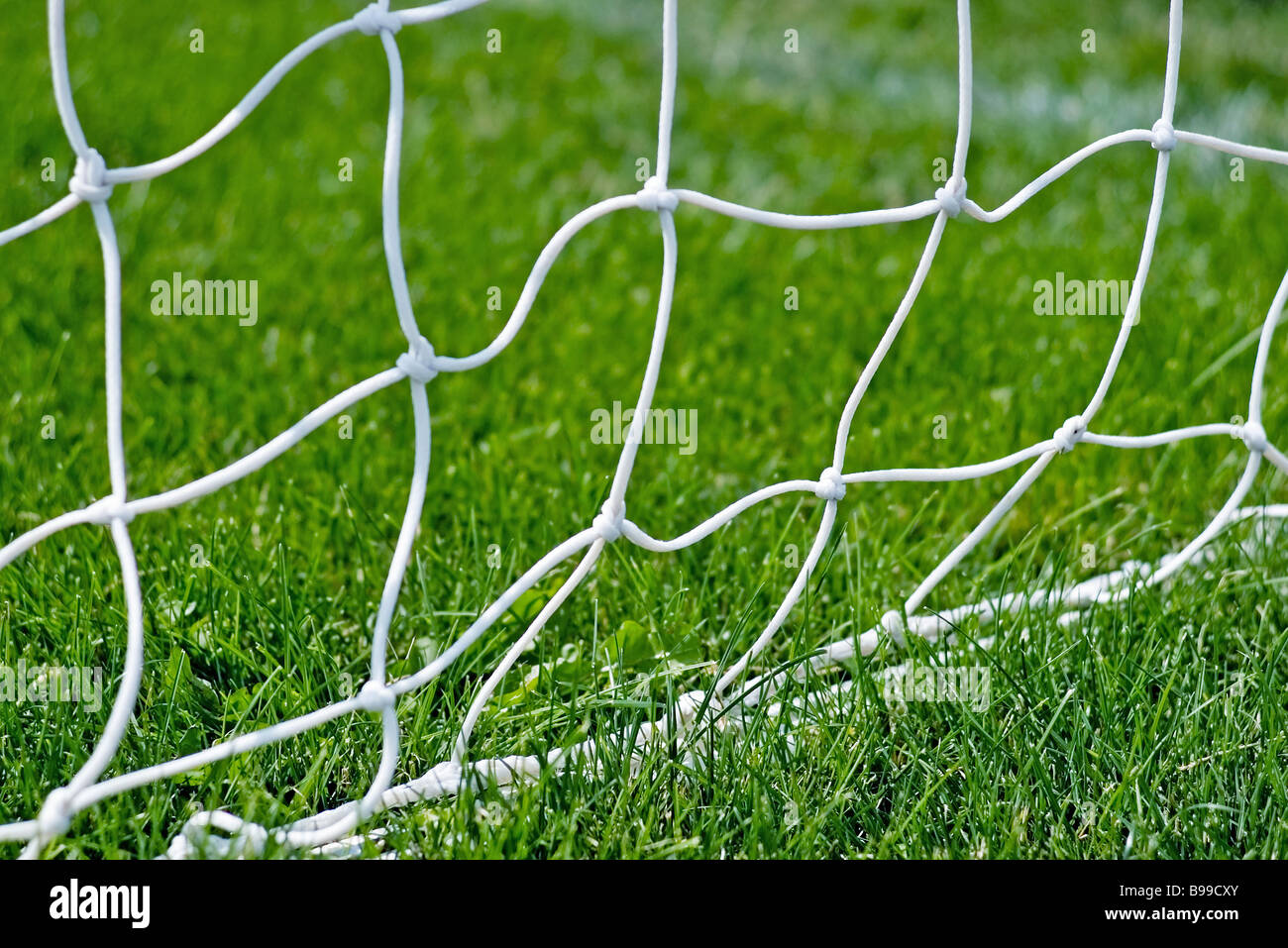 Soccer net base and grass Stock Photo - Alamy
