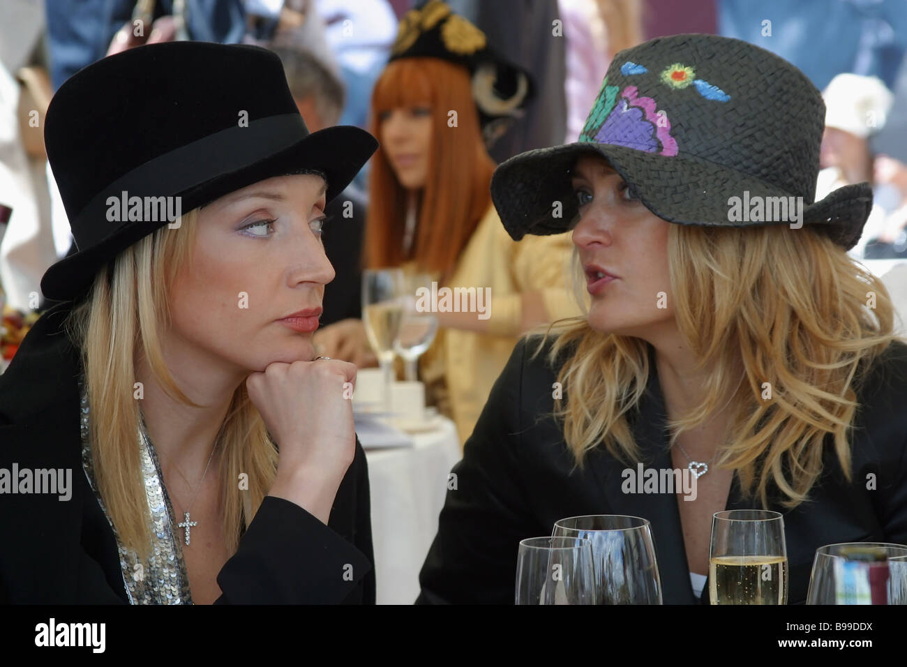 Pop singer Kristina Orbakaite left with a friend Stock Photo - Alamy