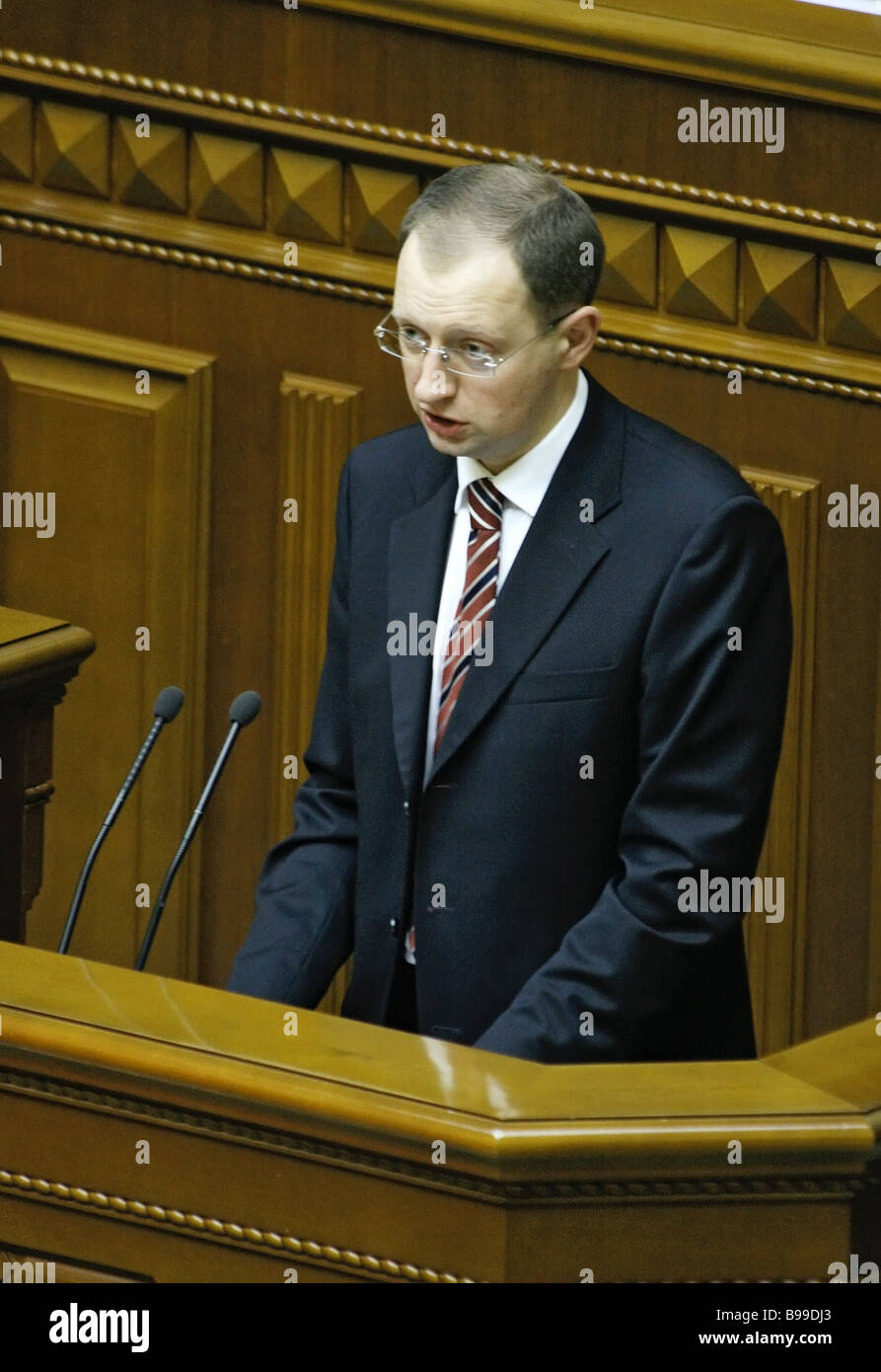 Ukraine s newly appointed Foreign Minister Arseniy Yatsenyuk Stock ...