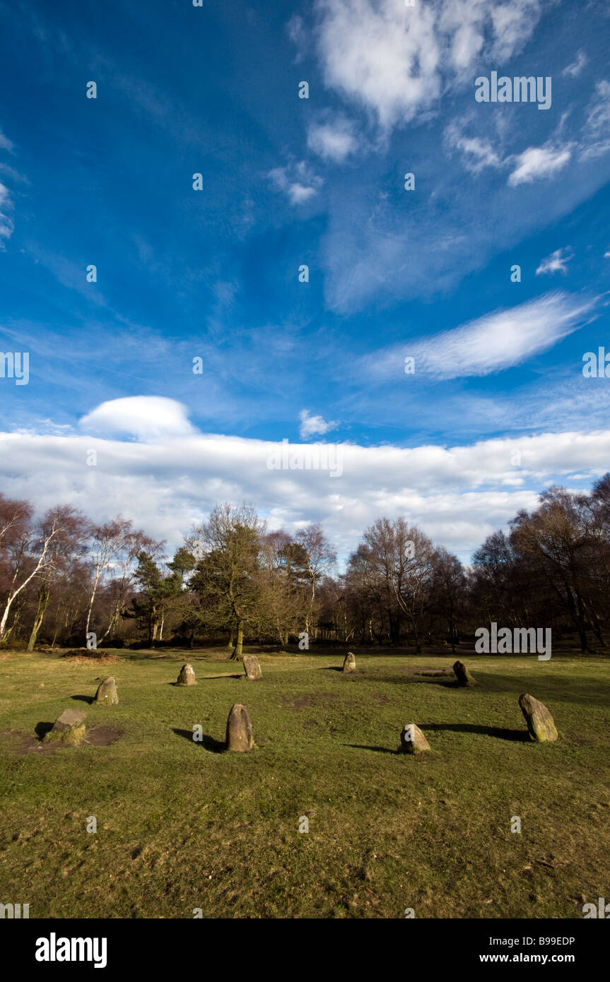 Nine ladies bronze age stone circle on Stanton moor in the Peak ...
