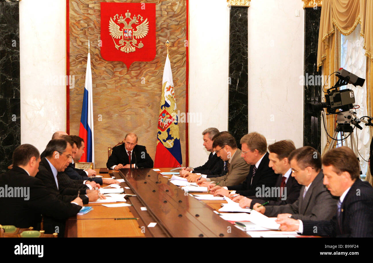 President Vladimir Putin center held conference with cabinet members in ...