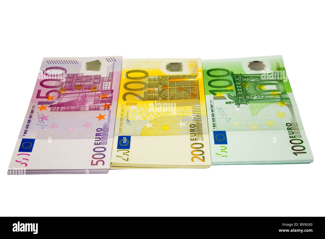 the tree bundles of euro banknotes with clipping path Stock Photo - Alamy