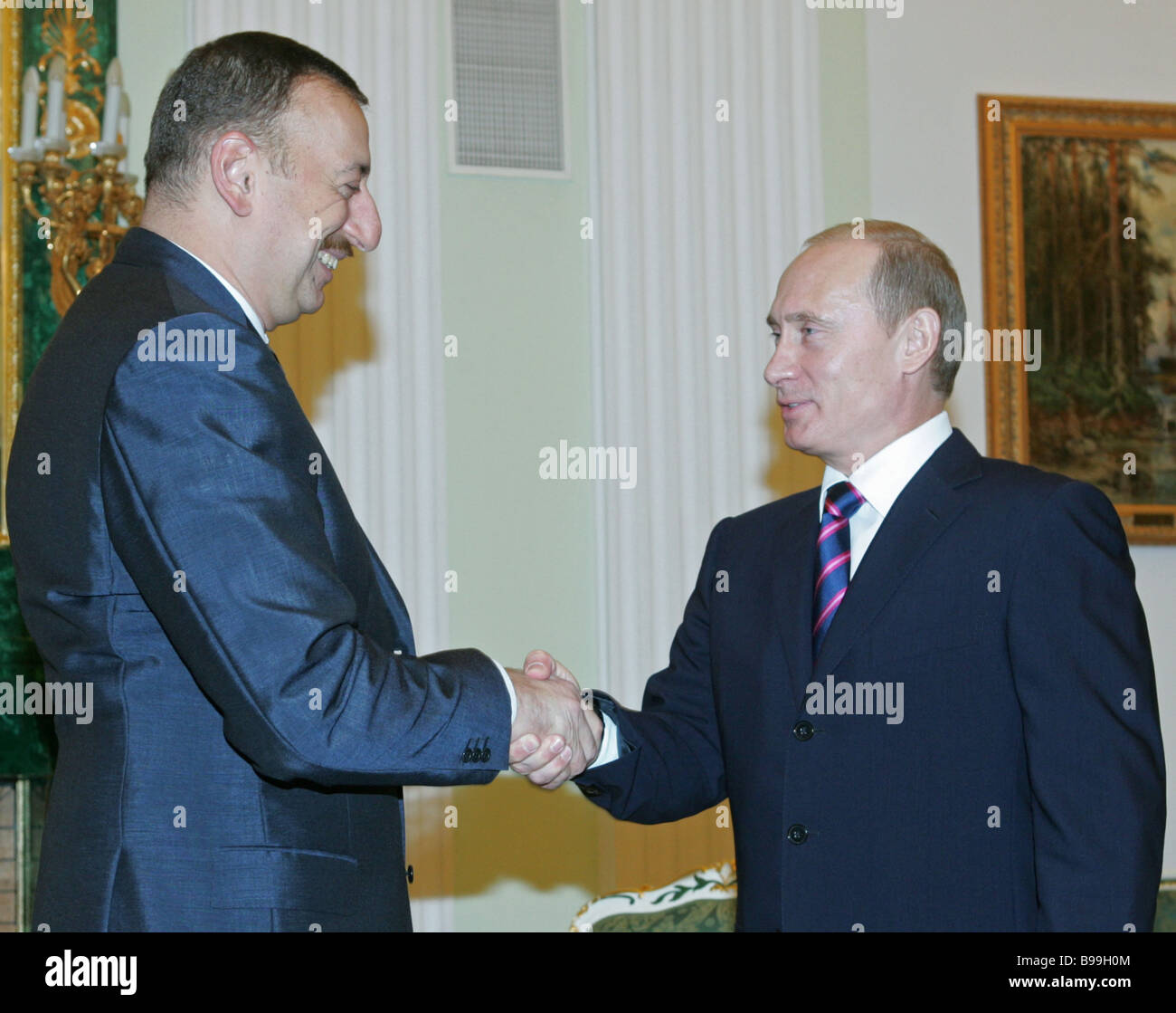 Presidents of Azerbaijan and Russia Ilham Aliev and Vladimir Putin left ...