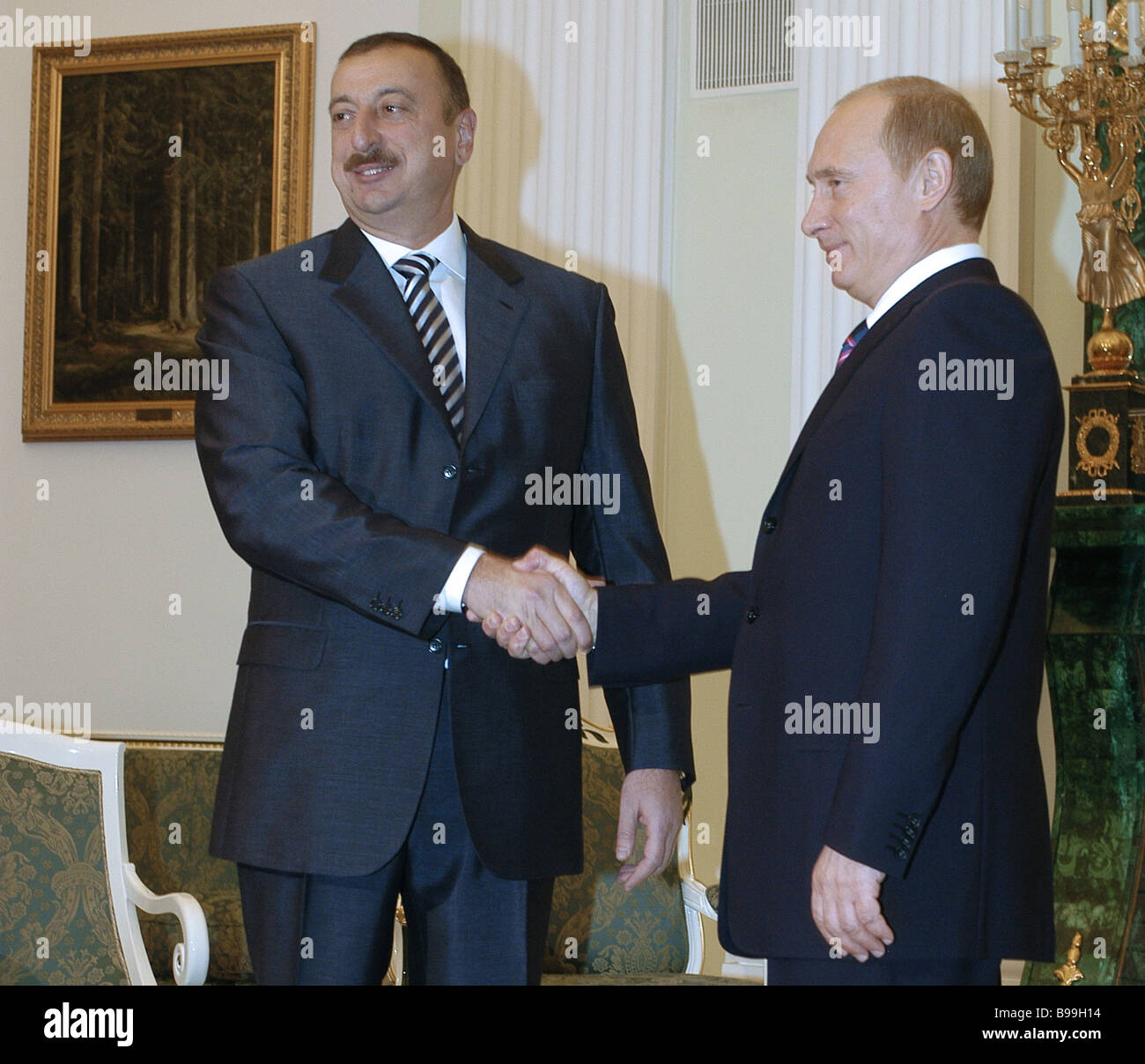 Presidents of Azerbaijan and Russia Ilham Aliev and Vladimir Putin left ...