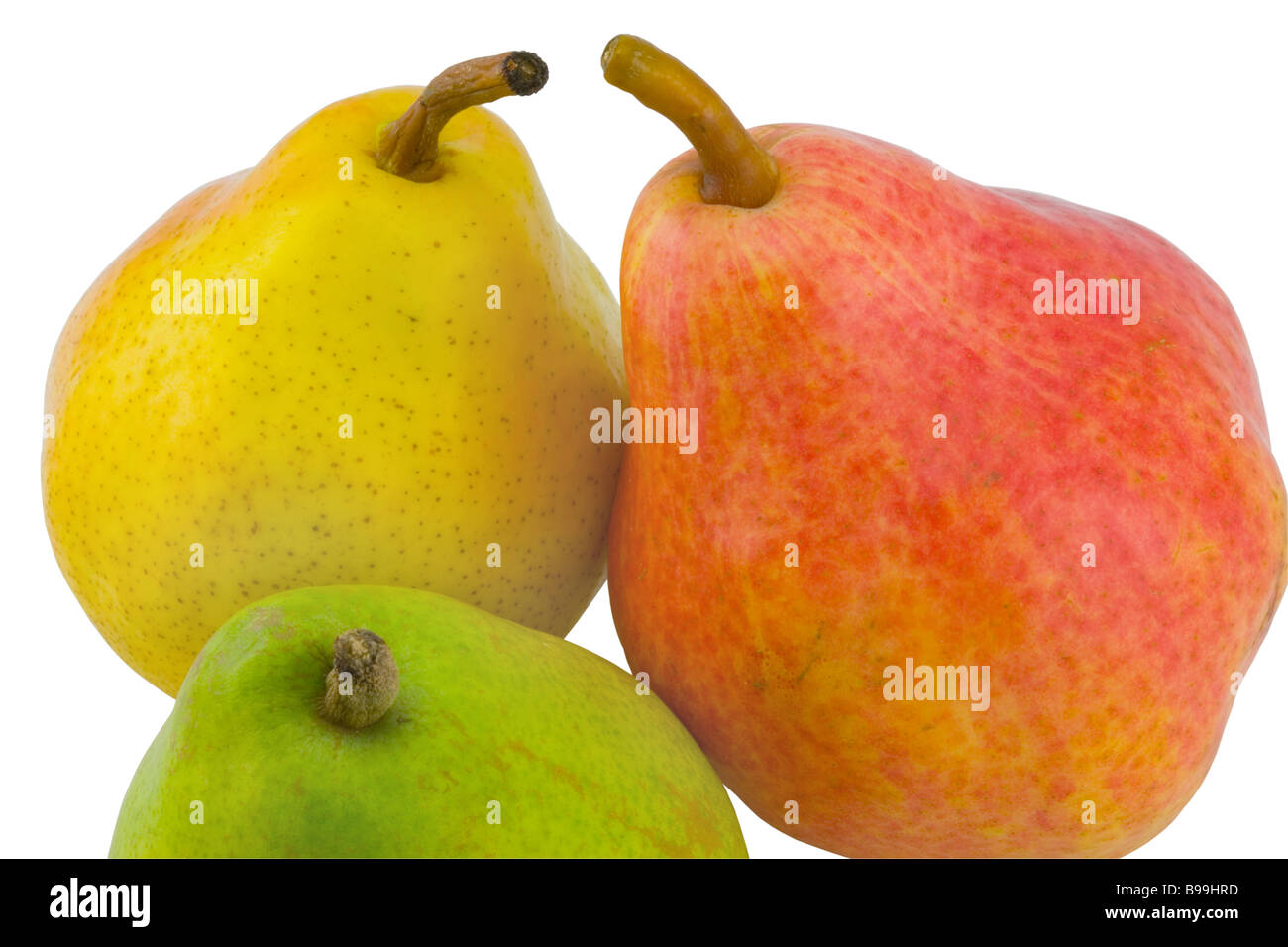 the three full pears isolated with clipping path Stock Photo - Alamy