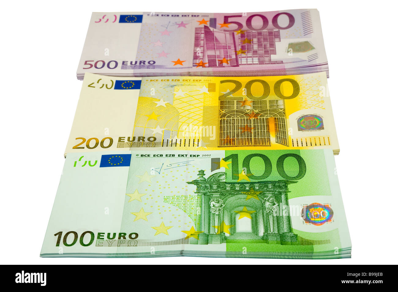 the tree bundles of euro banknotes with clipping path Stock Photo - Alamy