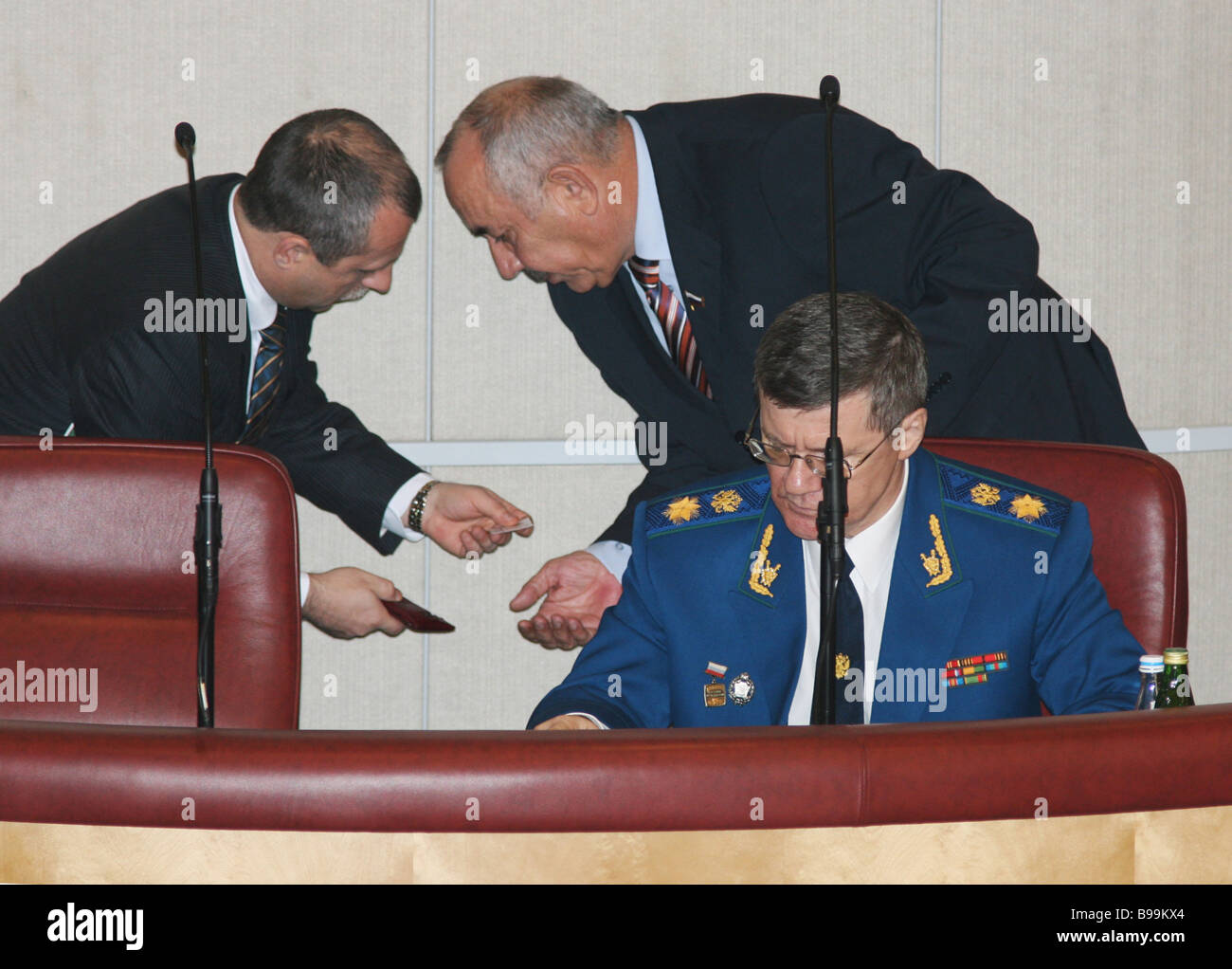 Russian Prosecutor General Yury Chaika foreground right at a plenary ...