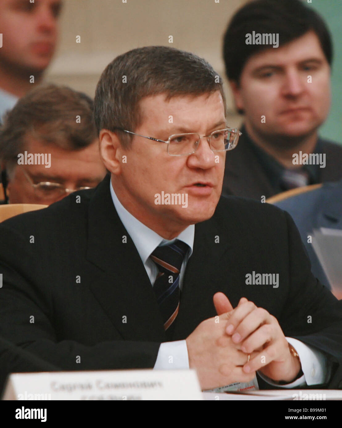 Russian Justice Minister Yury Chaika attending the G8 Interior Justice ...