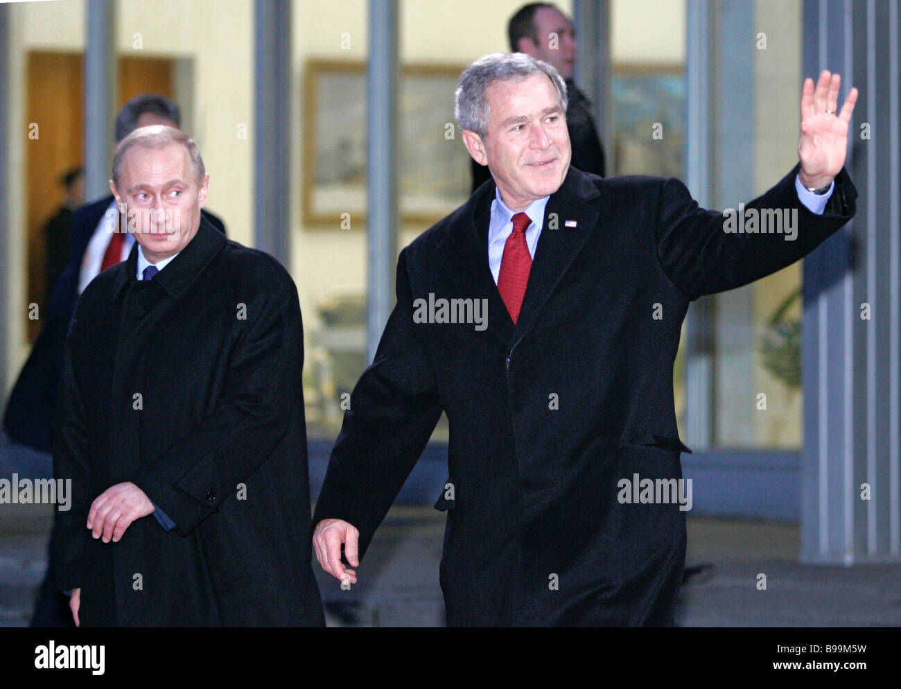 Russian President Vladimir Putin left and U S President George W Bush ...