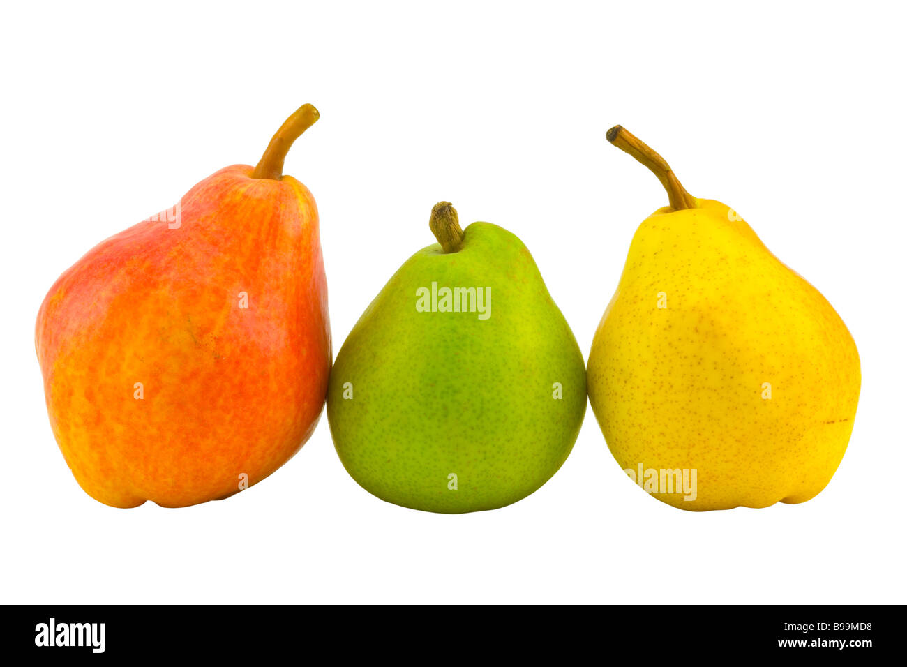 the three full pears isolated on white background Stock Photo - Alamy