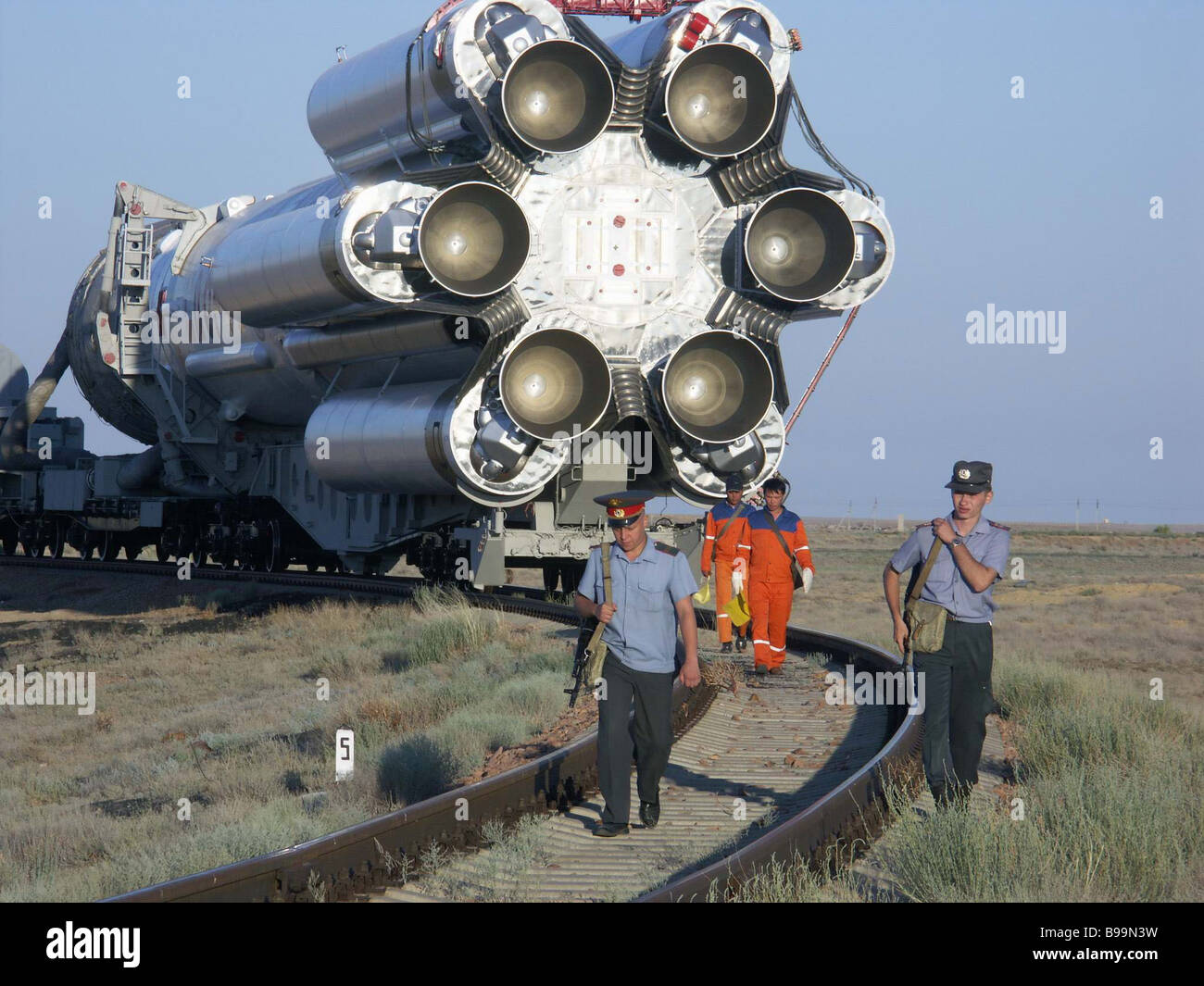 Transporting a Proton K booster rocket to the launch pad of Russia s ...