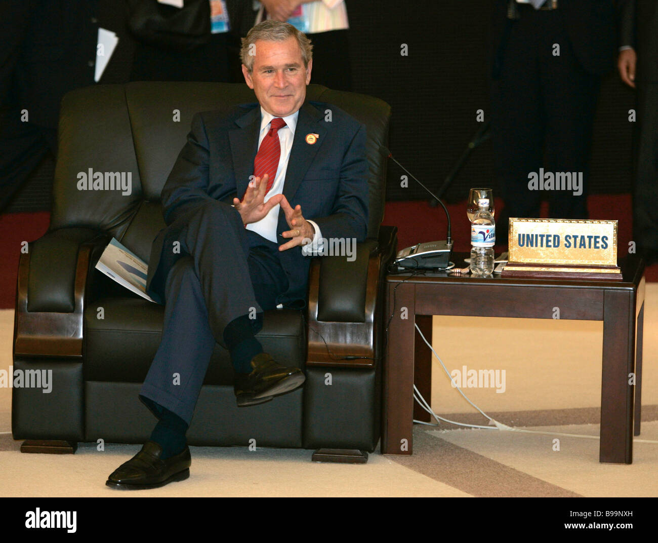 President of the United States George Bush before a meeting of leaders ...
