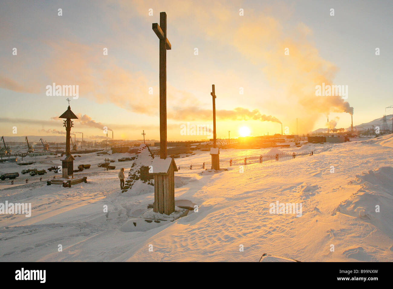 The memorial To Norilsk from Three Baltic Nations has three crosses for ...