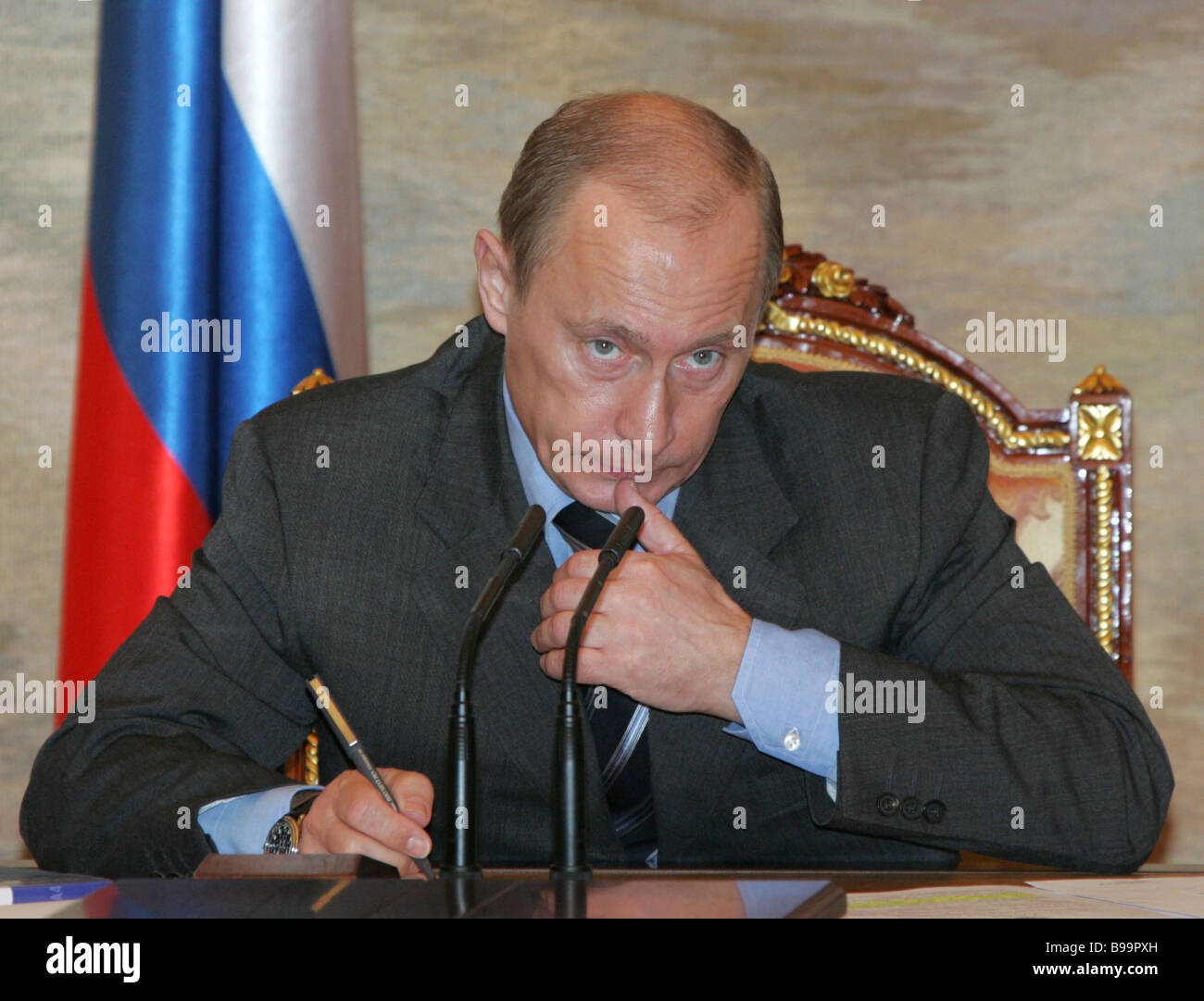 Russian President Vladimir Putin at a cabinet meeting in the Kremlin ...