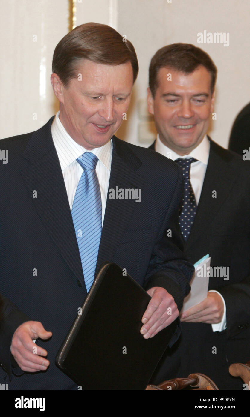 Left to right Russian Defence Minister and Deputy Prime Minister Sergei ...