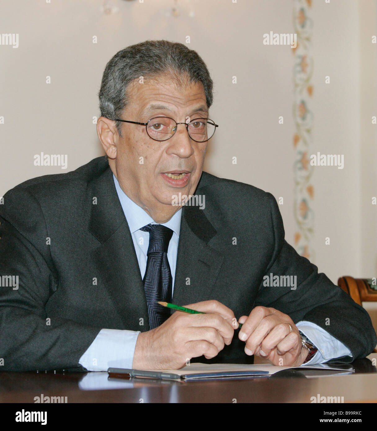 Amr Moussa the Arab League s Secretary General at Novo Ogarevo Stock ...