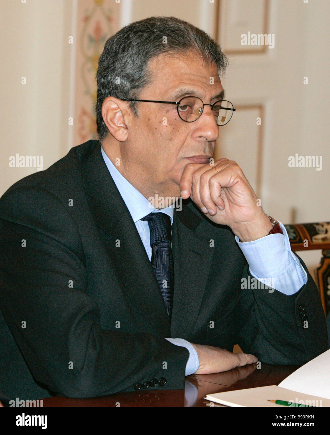 Amr Moussa the Arab League s Secretary General at Novo Ogarevo Stock ...