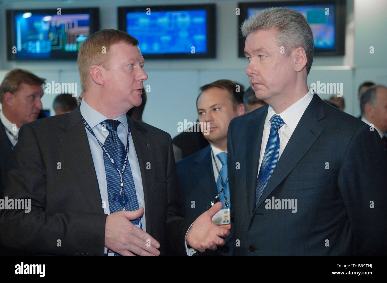 Anatoly Chubais RAO UES of Russia CEO left and Sergei Sobyanin Russia s ...