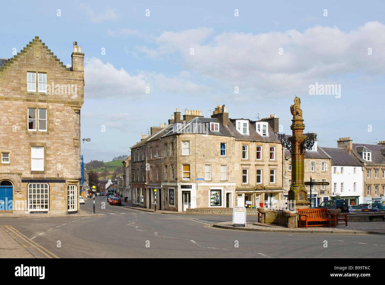 Market Square and cross, Jedburgh, Roxburghshire, Scotland UK Stock ...